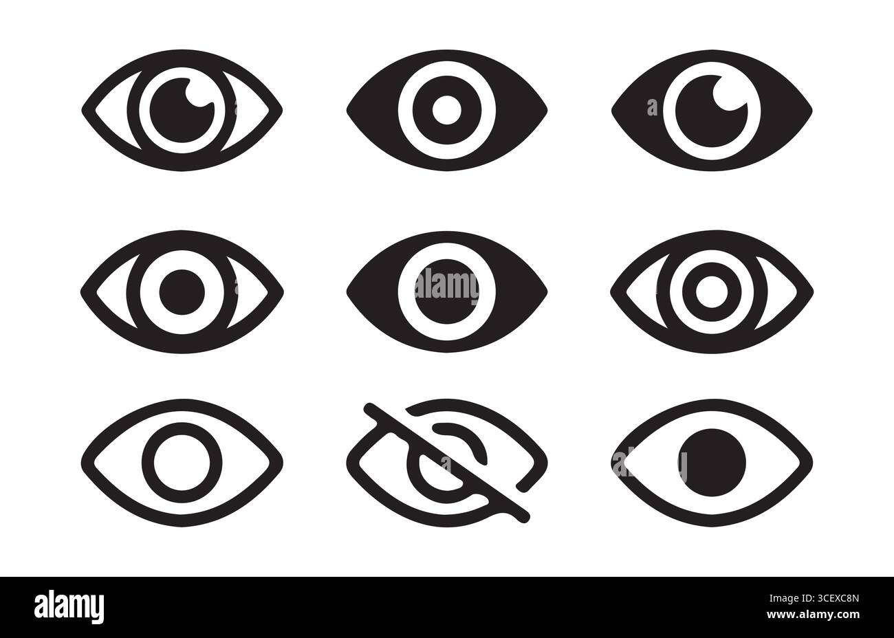eye icon set. vision icon, see view icons. invisible eye hide icon ...