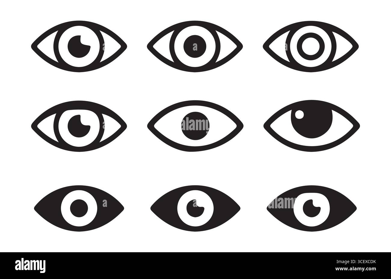 Eye icon set. Open eyes icon vector. A view or visibility symbol ...