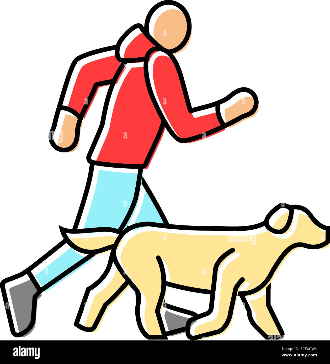 and handler running dog competition show color icon vector illustration ...