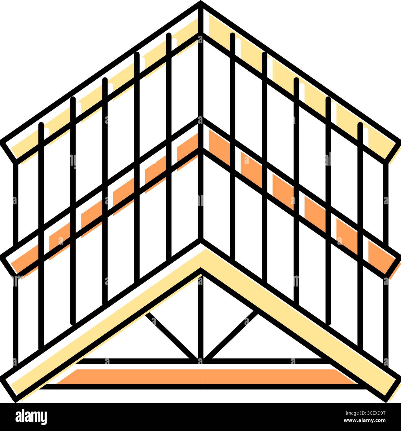 roof framing wood frame house color icon vector illustration Stock ...