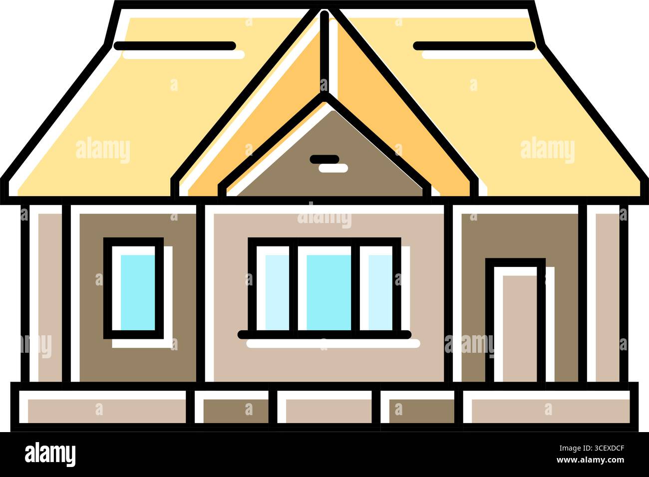 wood cabin thatched roof color icon vector illustration Stock Vector ...