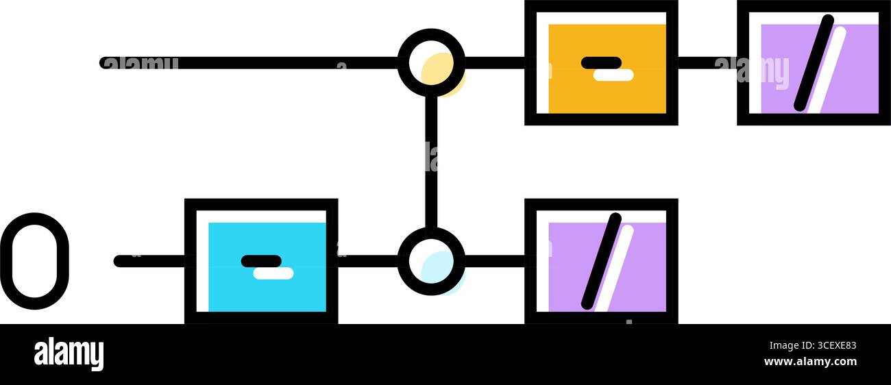 gates diagram quantum computer color icon vector illustration Stock ...