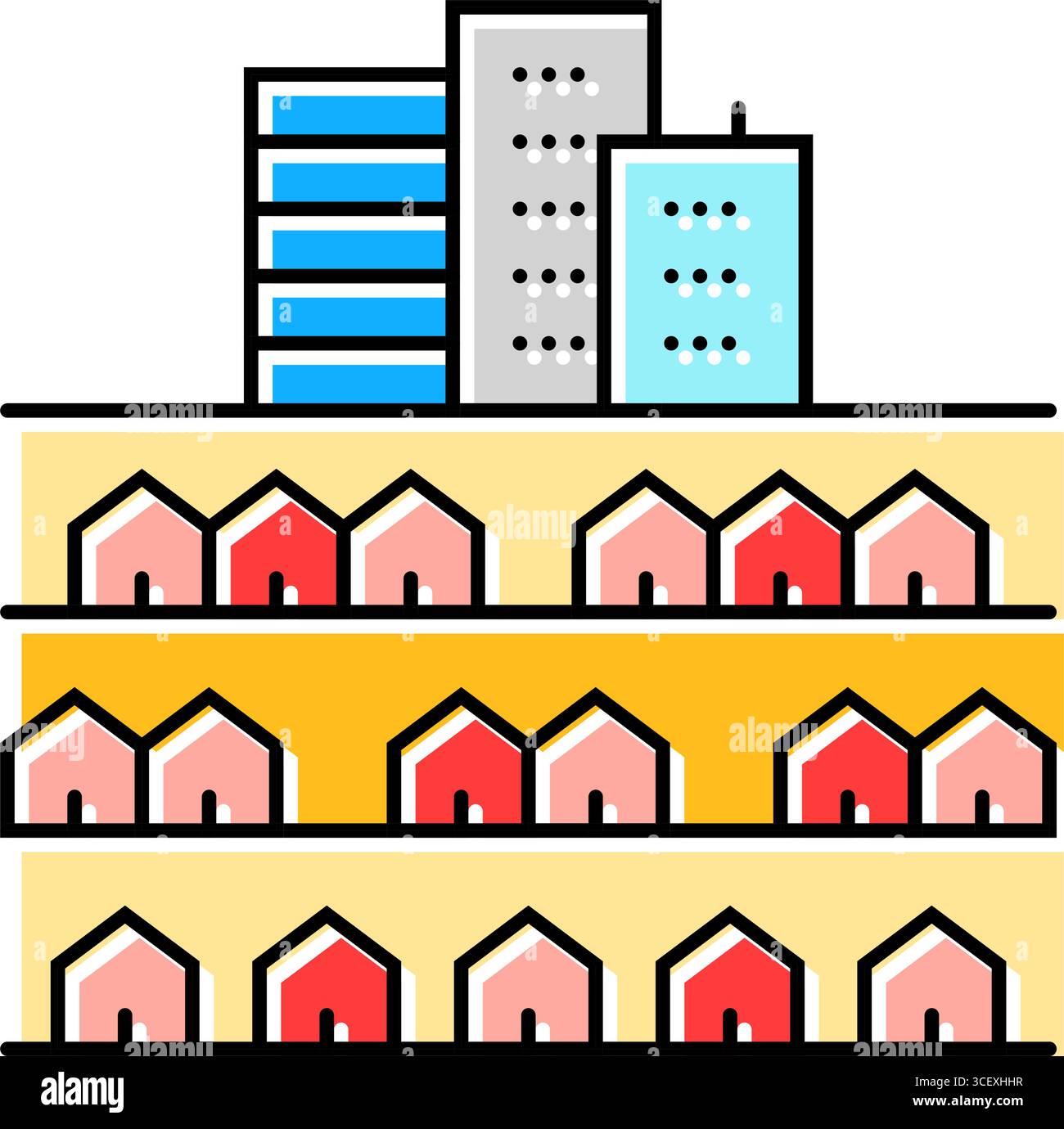 suburban neighborhood color icon vector illustration Stock Vector Image ...