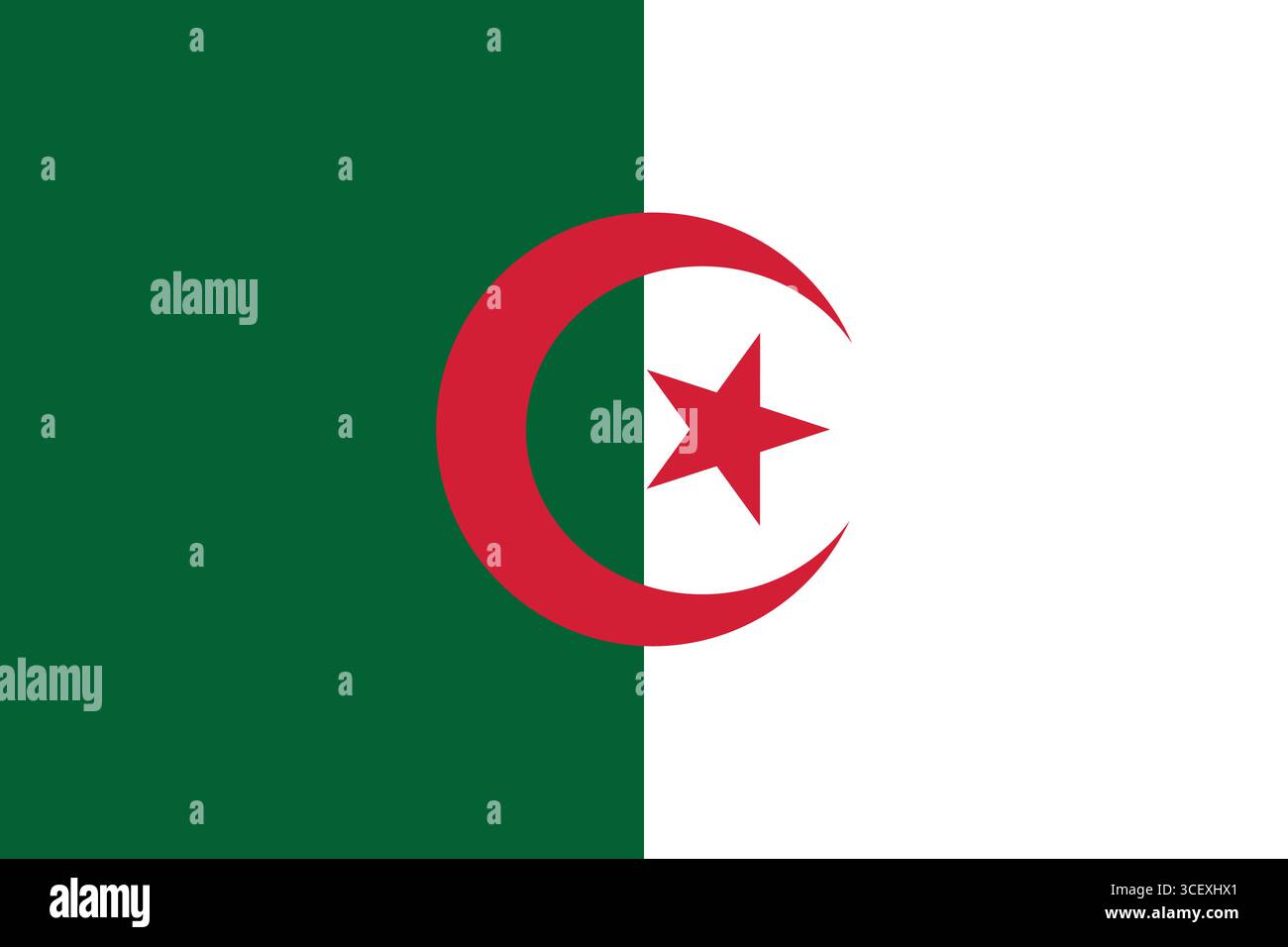 Algeria national flag with crescent and star, green and white colors ...