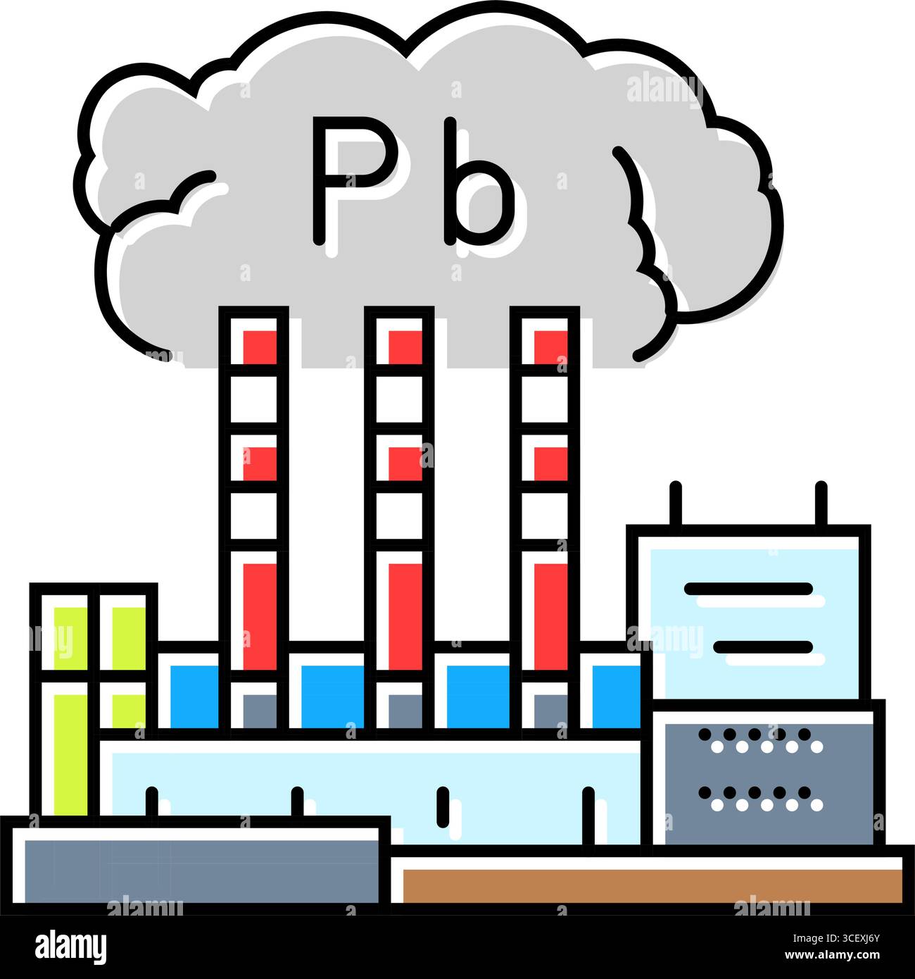 lead smelter emitting toxic fumes air color icon vector illustration ...