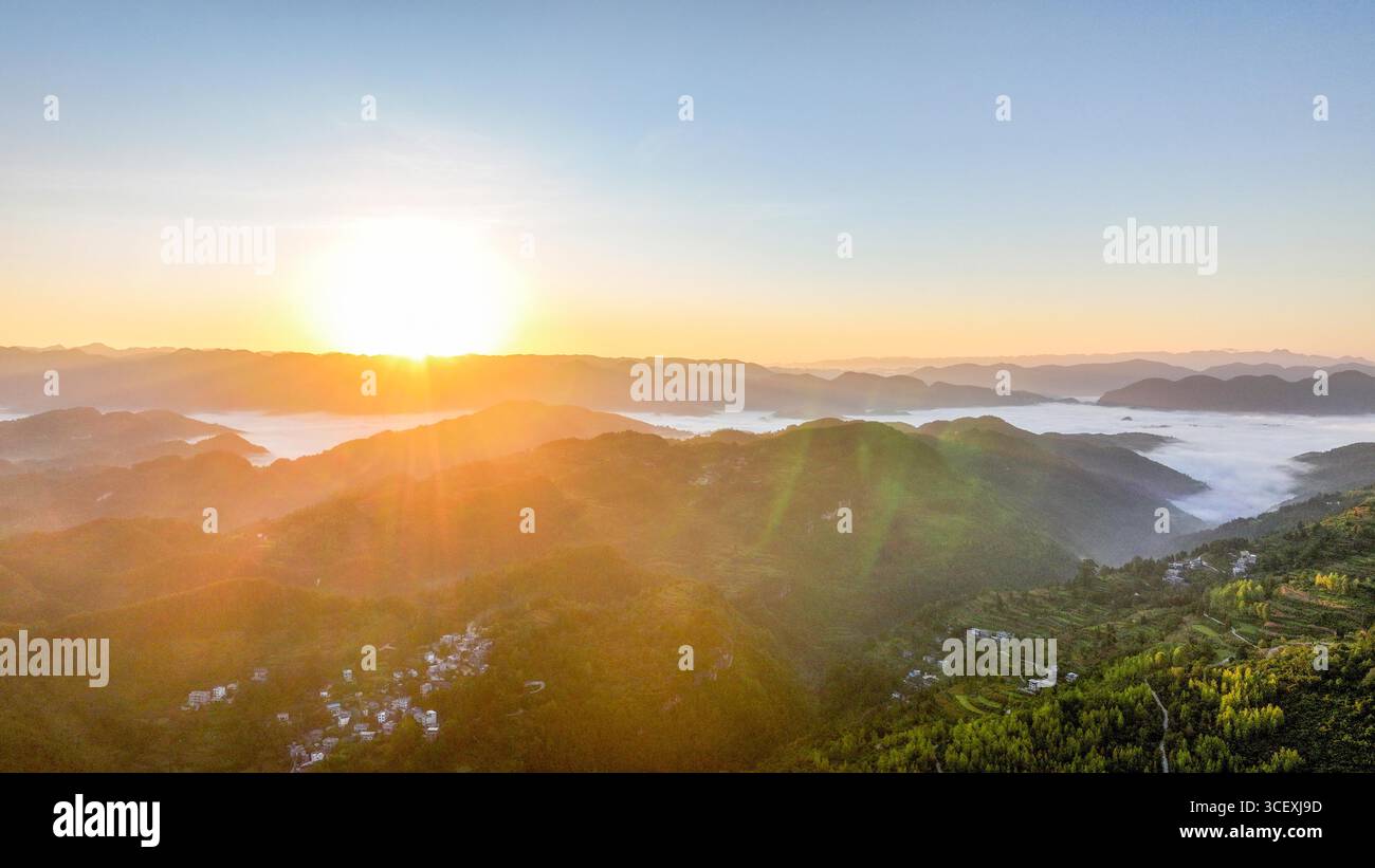 Aerial photo shows the early autumn scenery in Youyang County ...