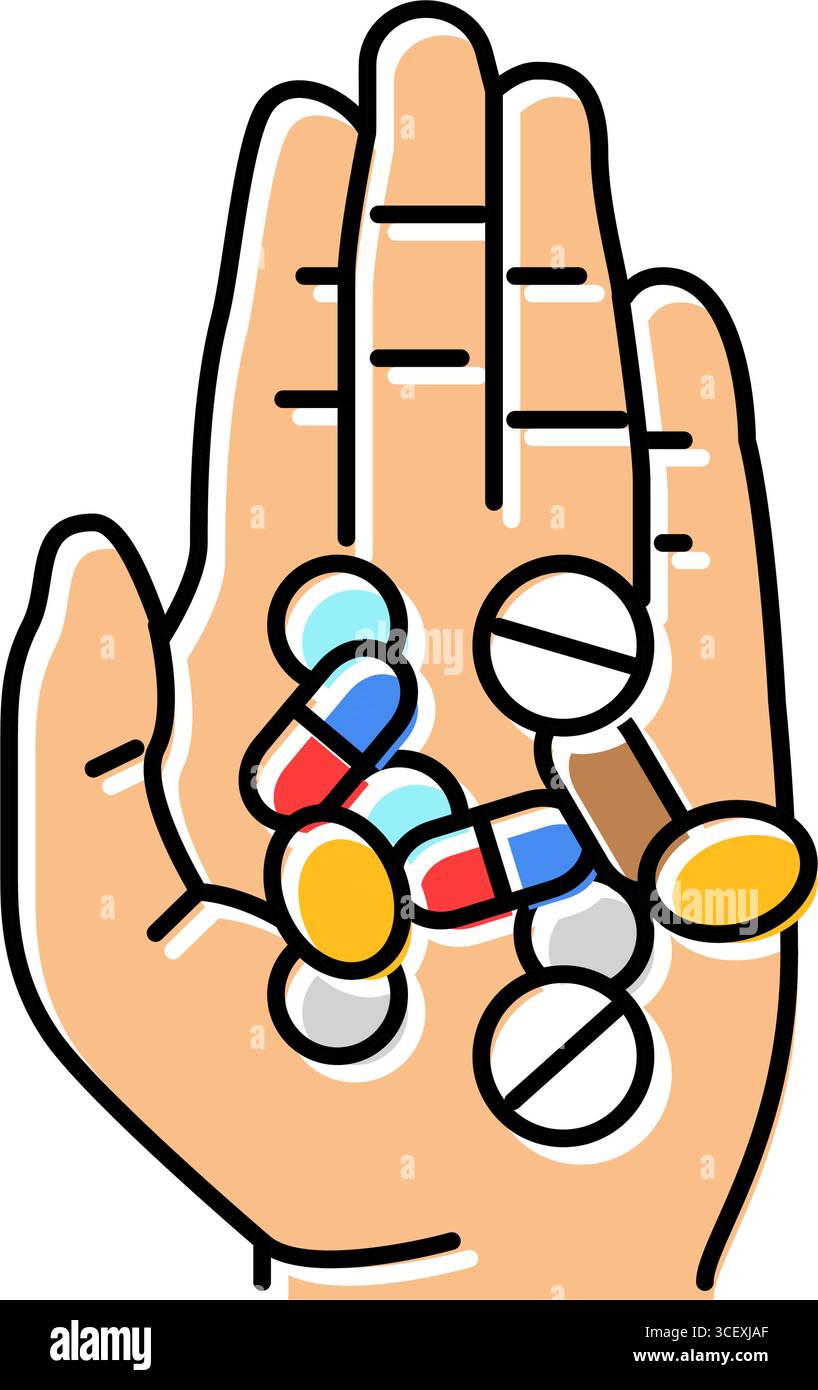 prescription drug abuse color icon vector illustration Stock Vector ...
