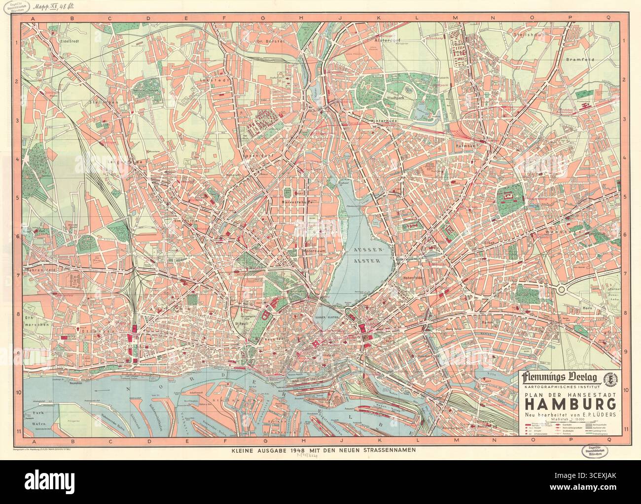 Plan der Hansestadt Hamburg, Hamburg Stadtplan, Hamburg Map, Map of ...