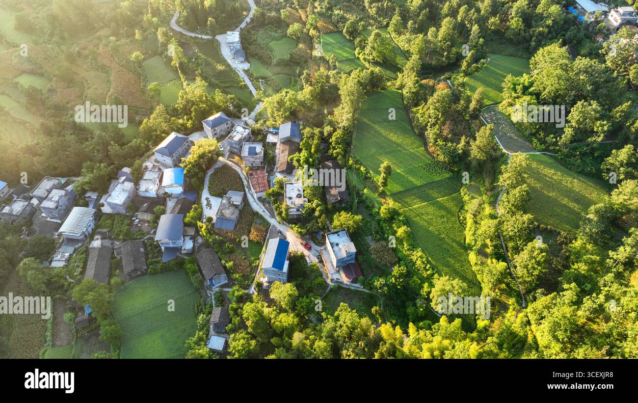 Aerial photo shows the early autumn scenery in Youyang County ...