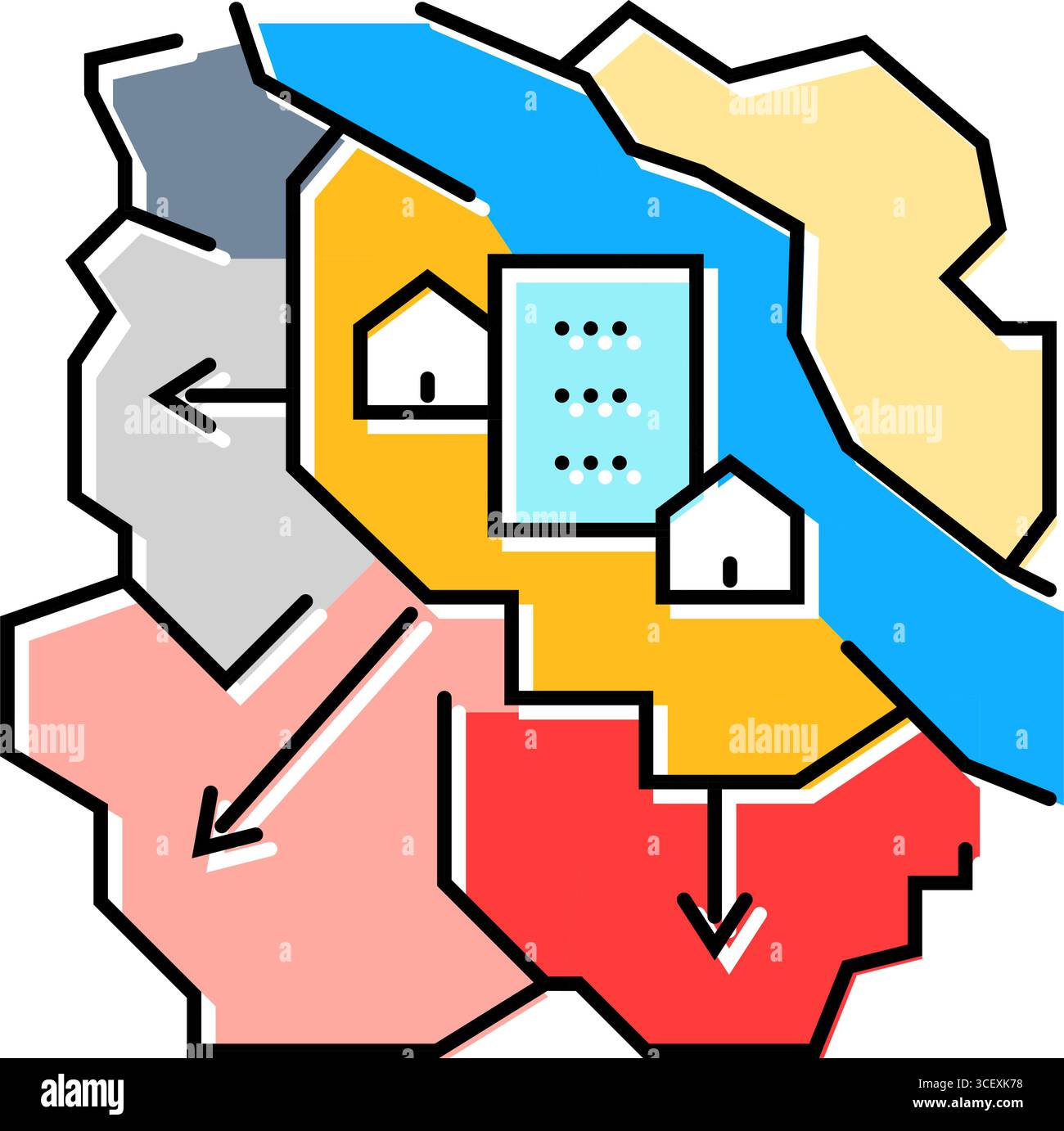 expansion of city borders map color icon vector illustration Stock ...