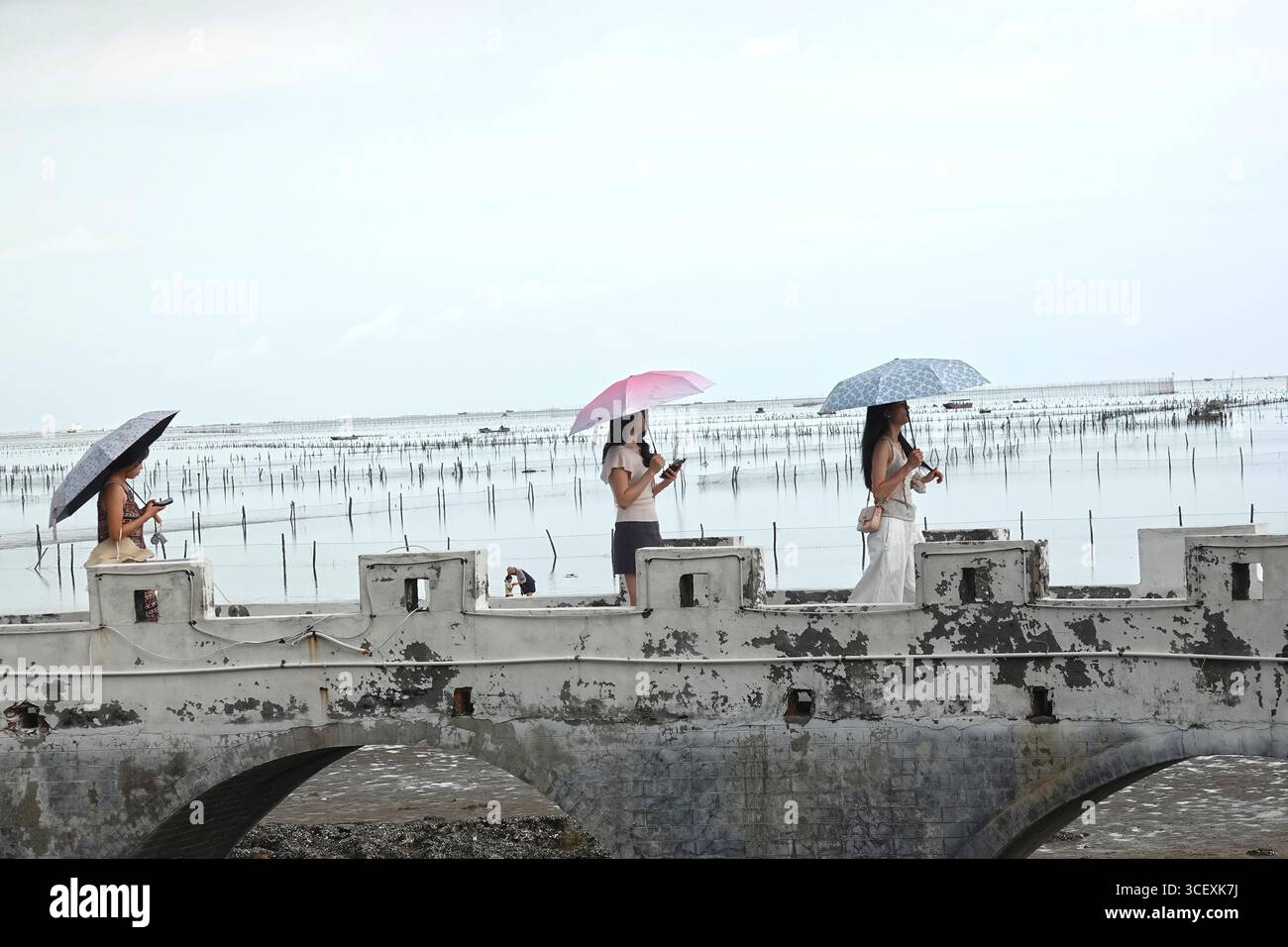 People go beachcombing in Fangchenggang City, south China's Guangxi ...