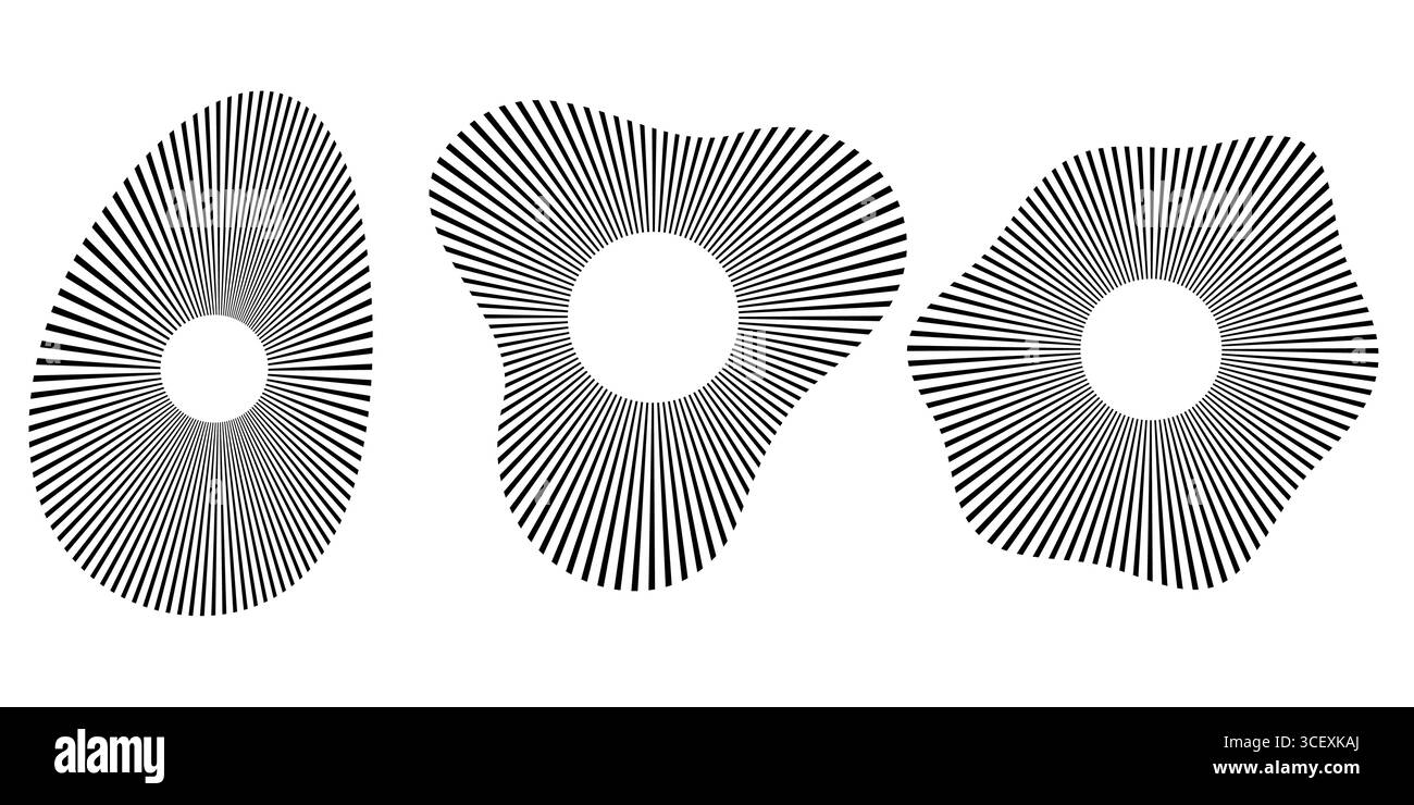 Set of concentric ripple icons with broken lines. Abstract audio wave symbols showing vibration ...