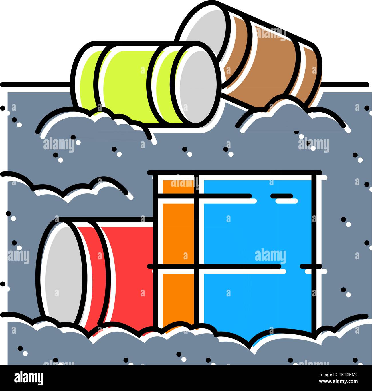 landfill toxic pcb drums color icon vector illustration Stock Vector ...