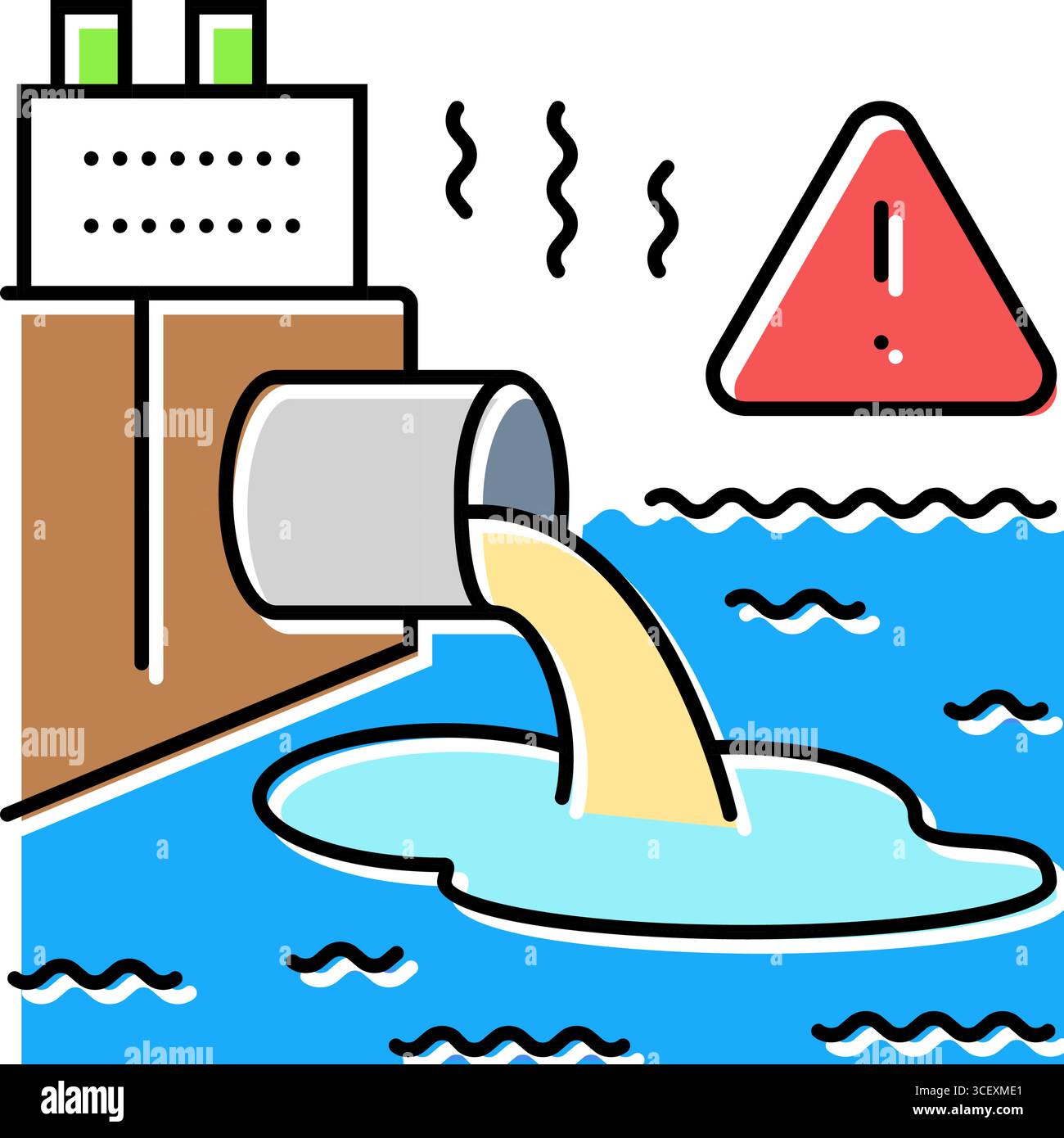 industrial water pollution color icon vector illustration Stock Vector ...