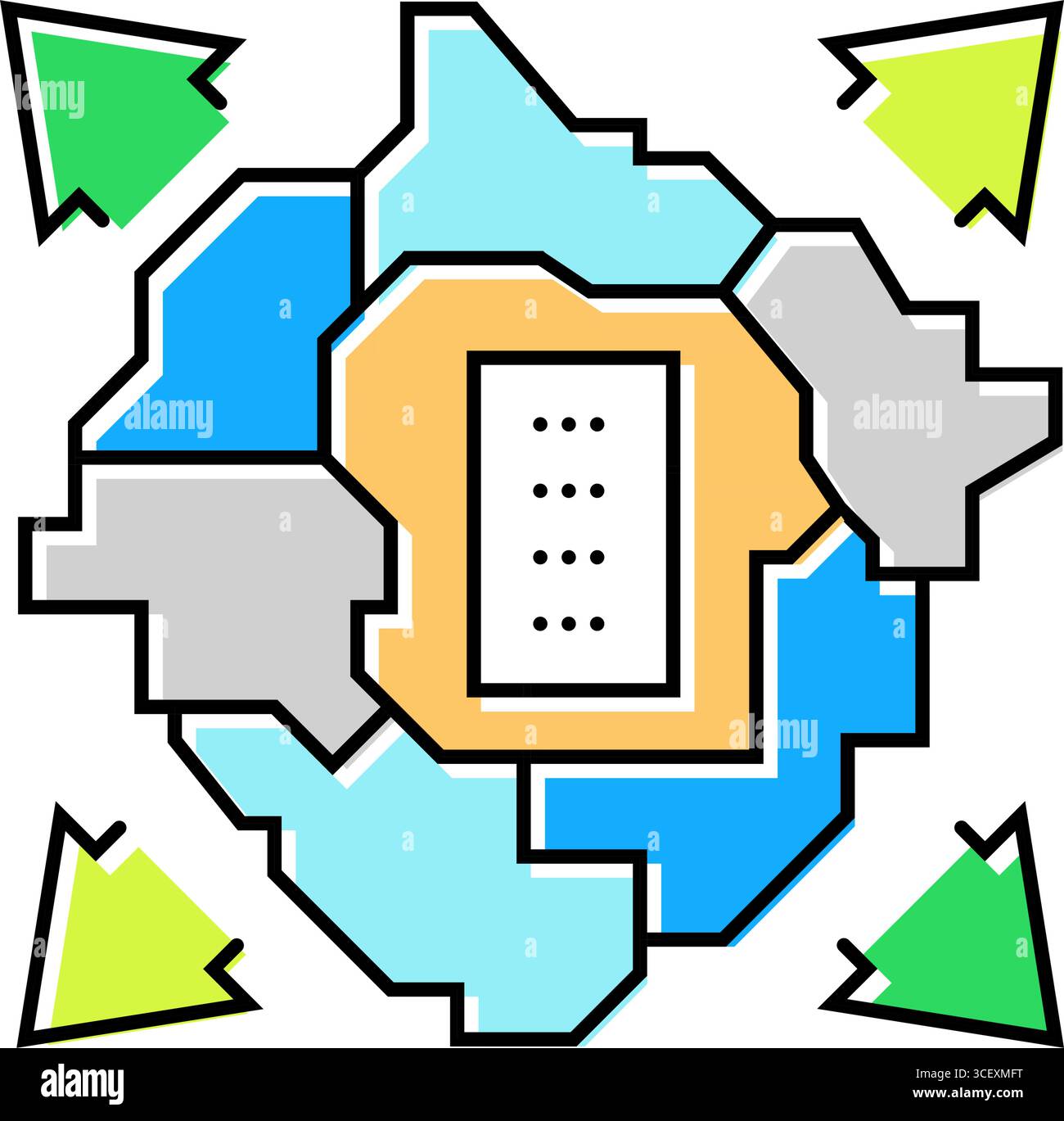 urban sprawl map urbanization color icon vector illustration Stock ...