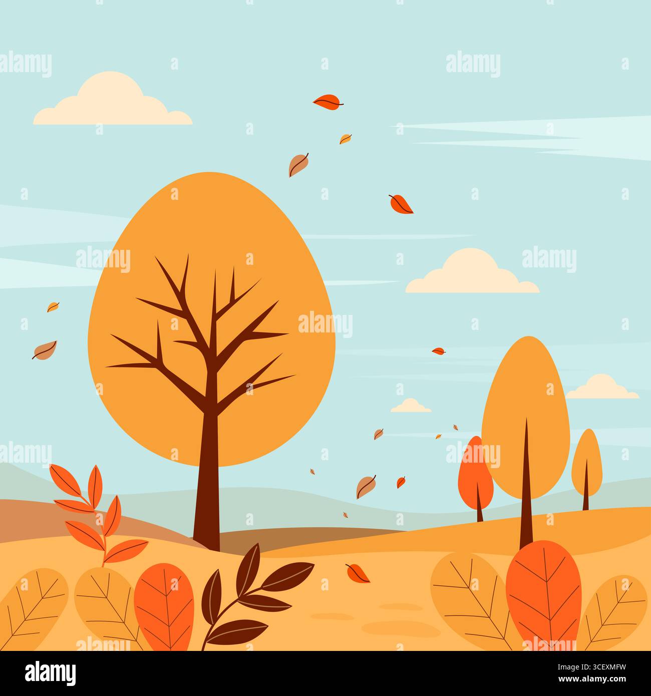 Golden foliage trees in Stock Vector Images - Alamy
