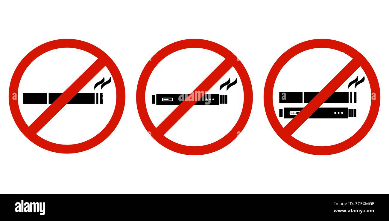No smoking and no vaping icon set. Vector illustration Stock Vector ...