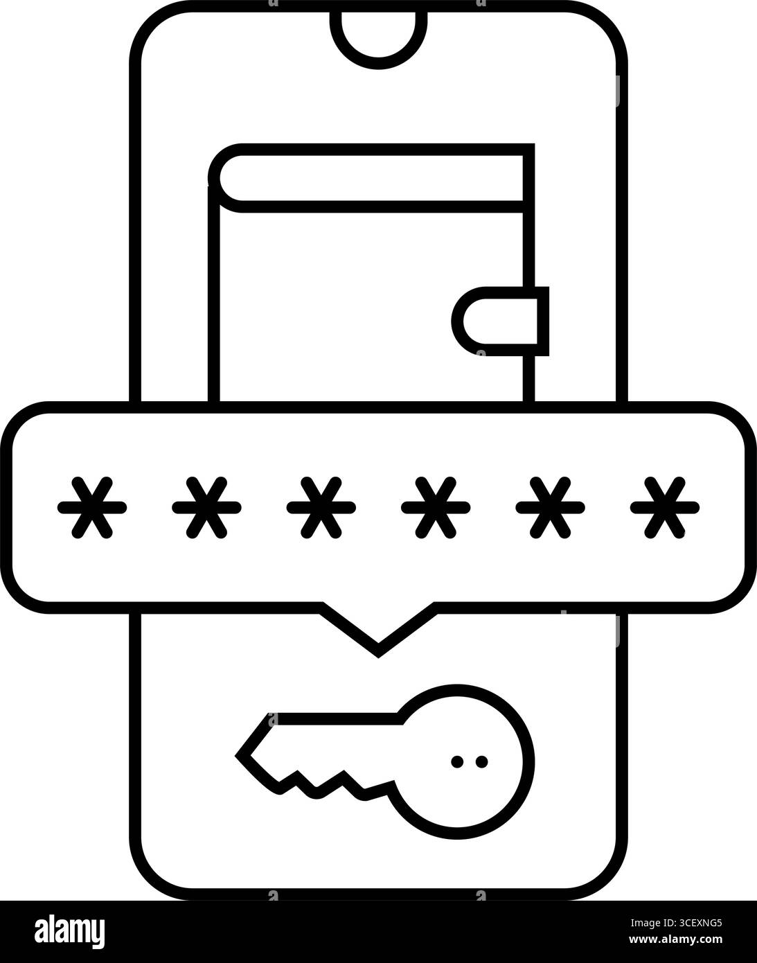 digital wallet key decentralized application line icon vector ...