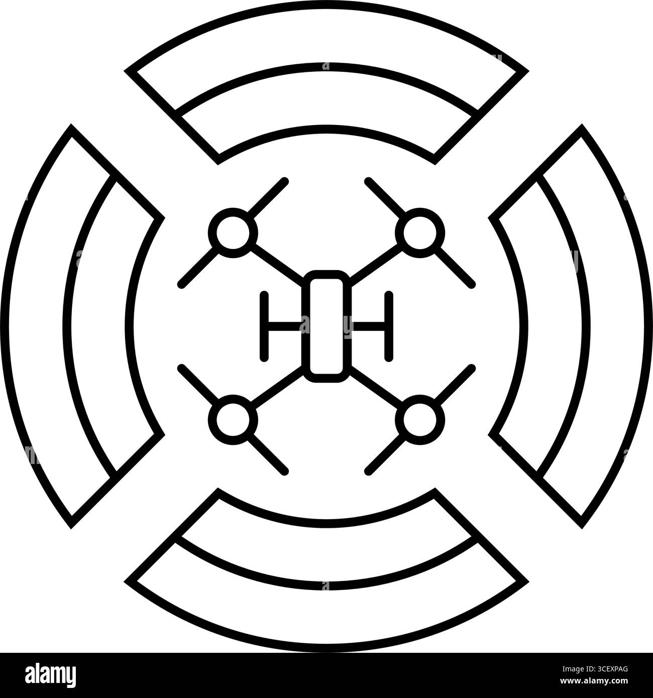 airspace map unmanned aerial vehicle line icon vector illustration ...