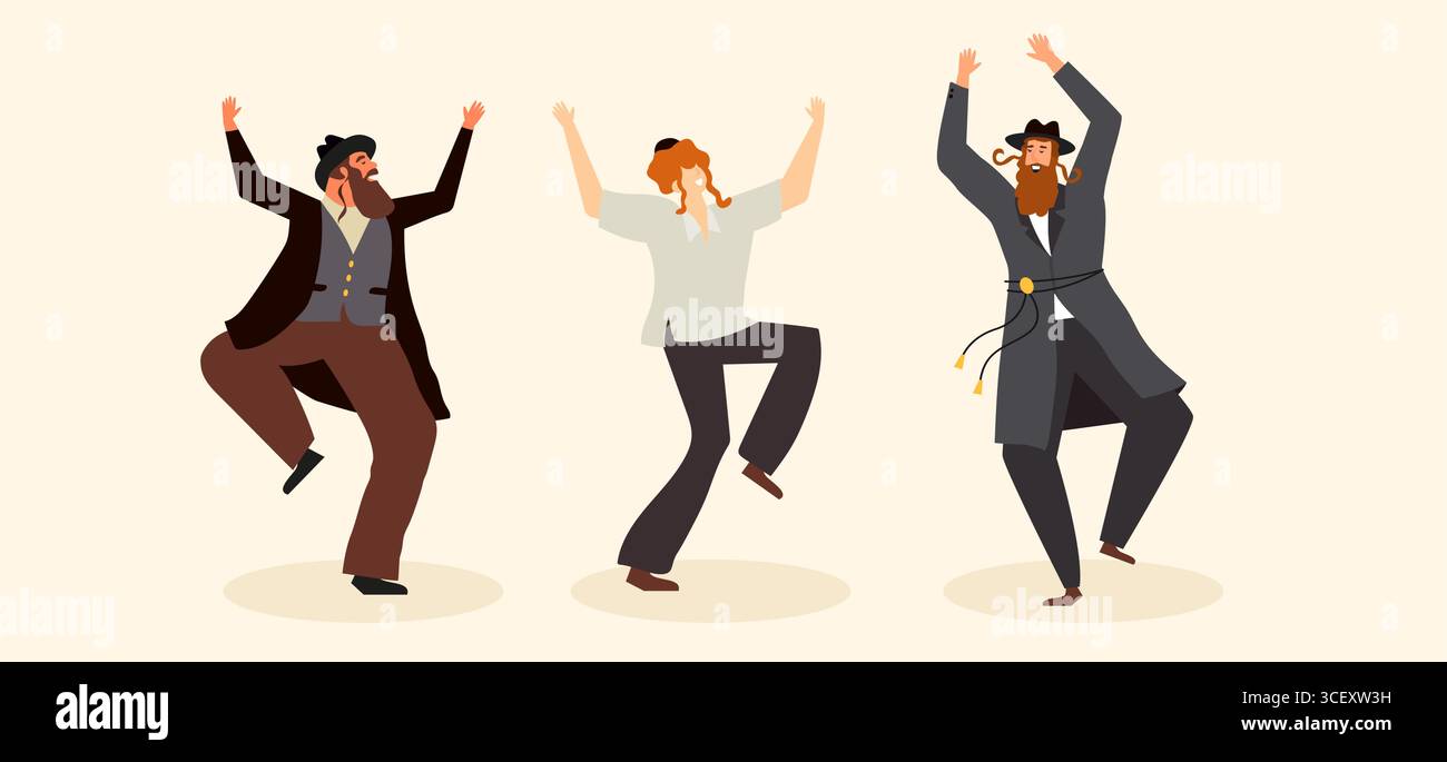 Jewish people dancing Hasidic dance celebrating Sukkot and Simchat ...
