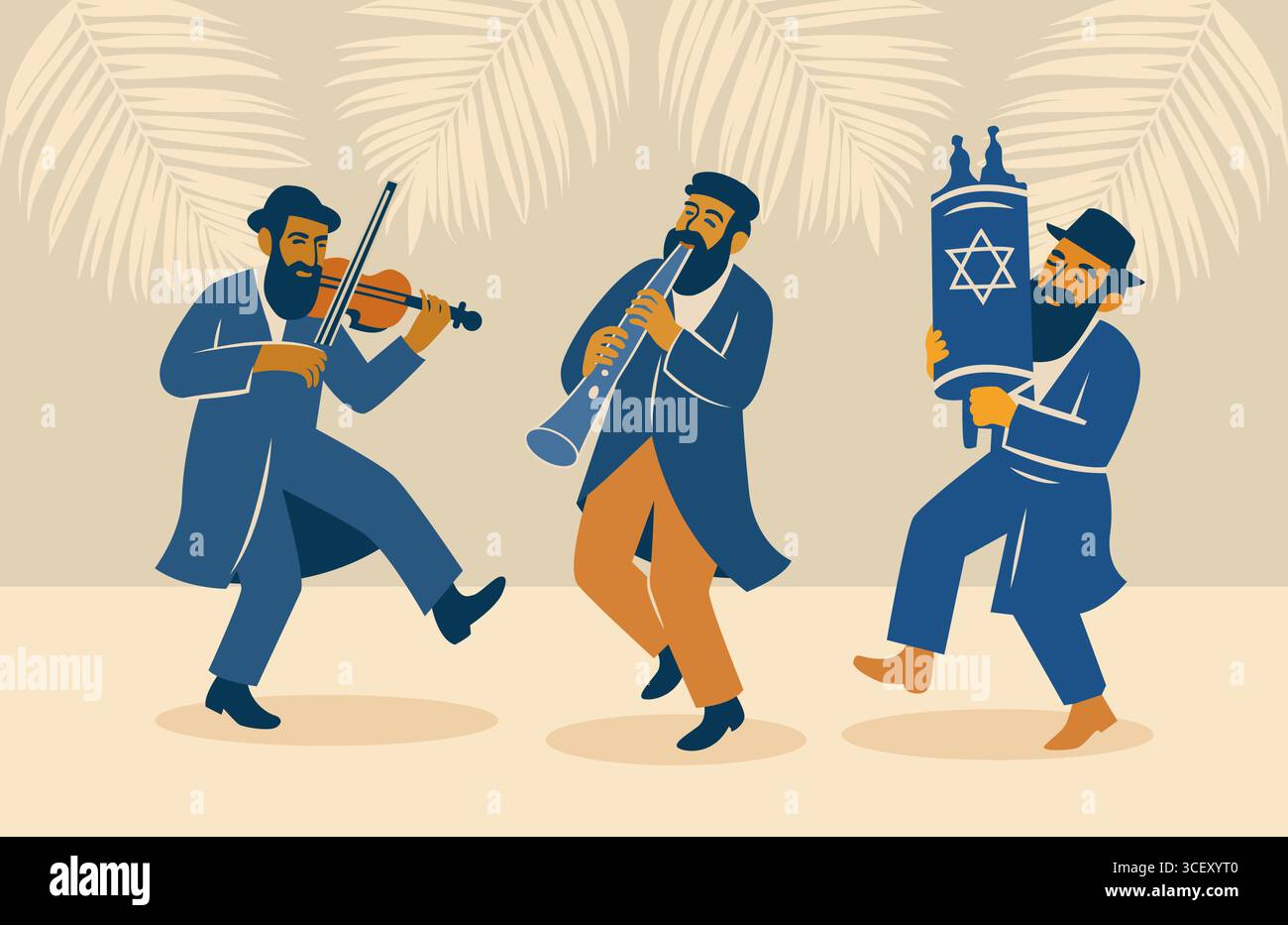 Jewish people dancing Hasidic dance celebrating Jewish holiday Sukkot ...
