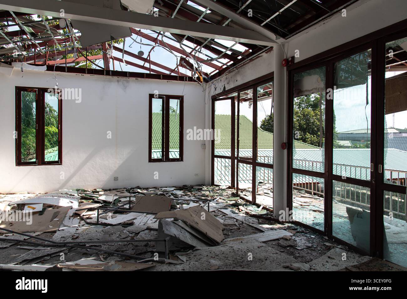 A damaged hospital ward seen during the ASEAN Interim Observer Team ...