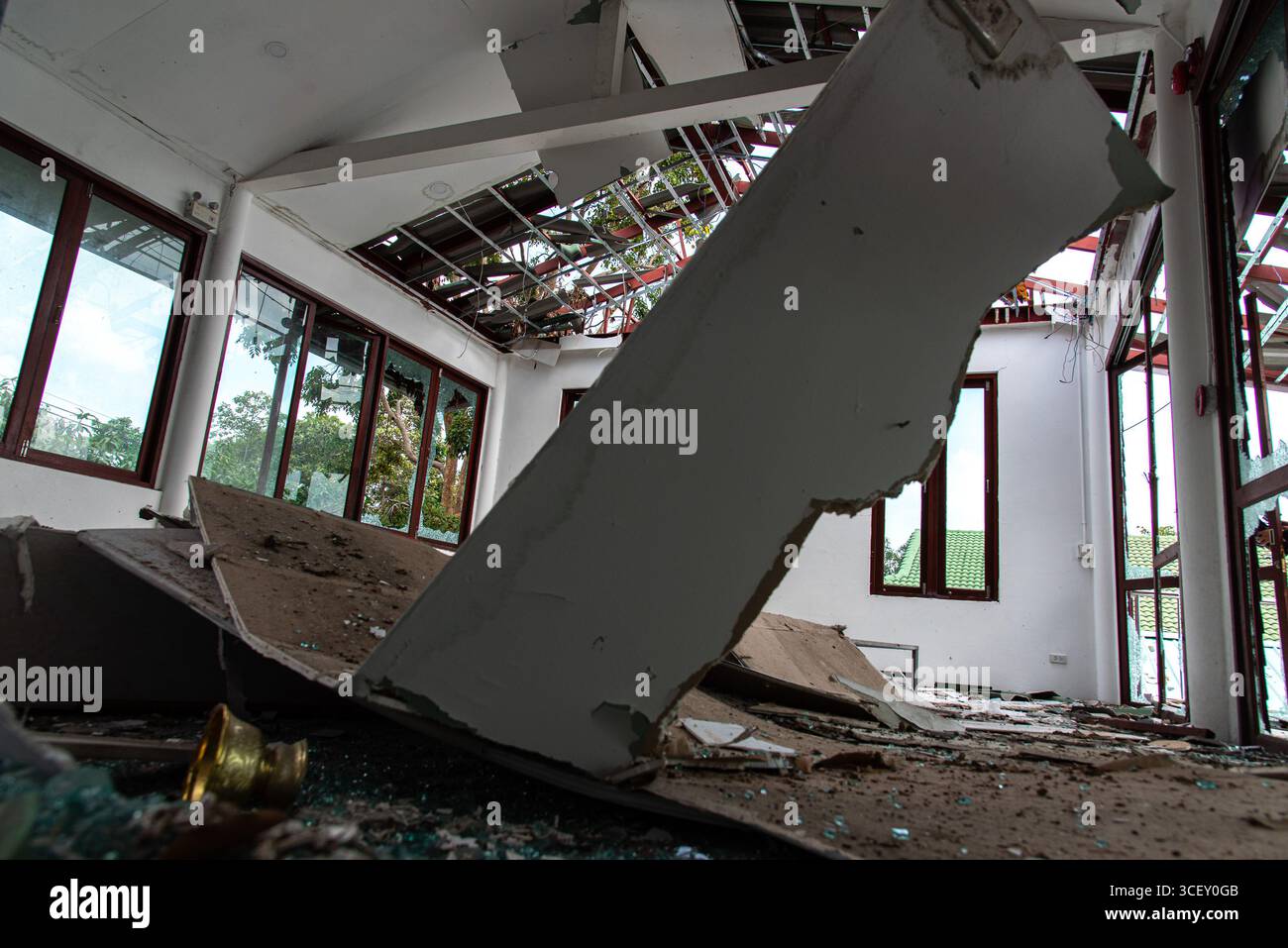 A damaged hospital ward seen during the ASEAN Interim Observer Team ...
