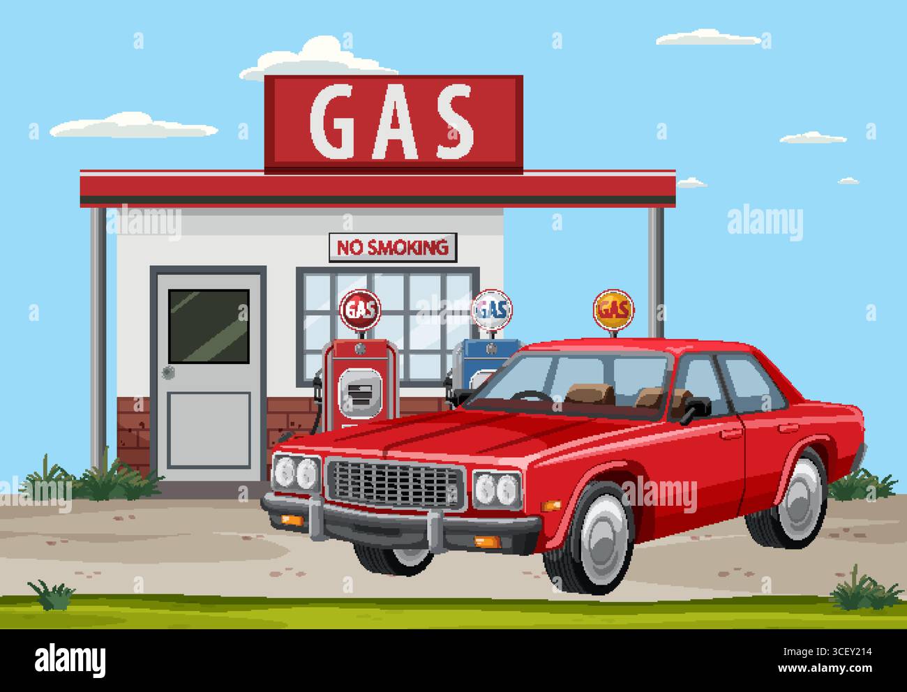 1970s service station Stock Vector Images - Alamy
