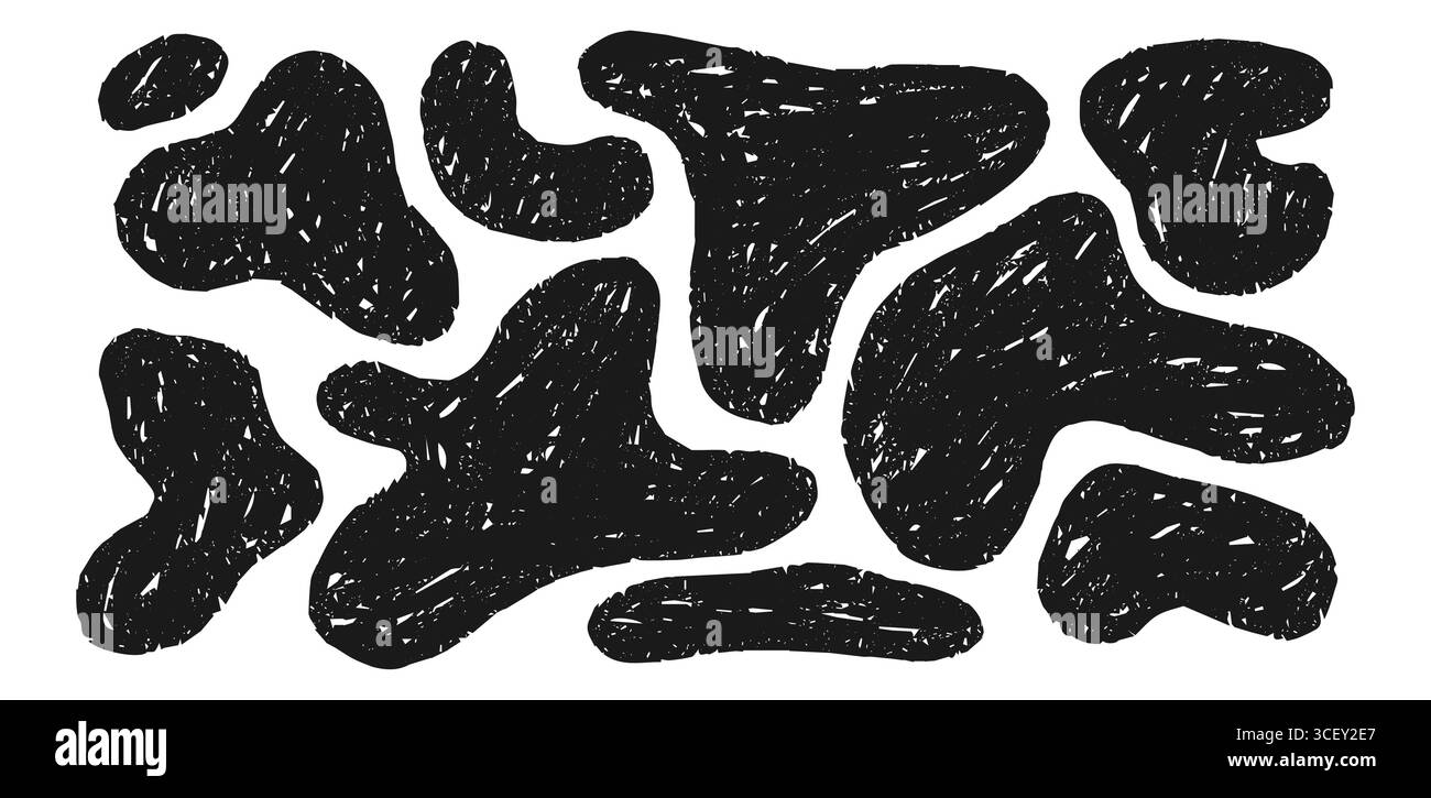 Pencil organic abstract shapes Black and White Stock Photos & Images ...