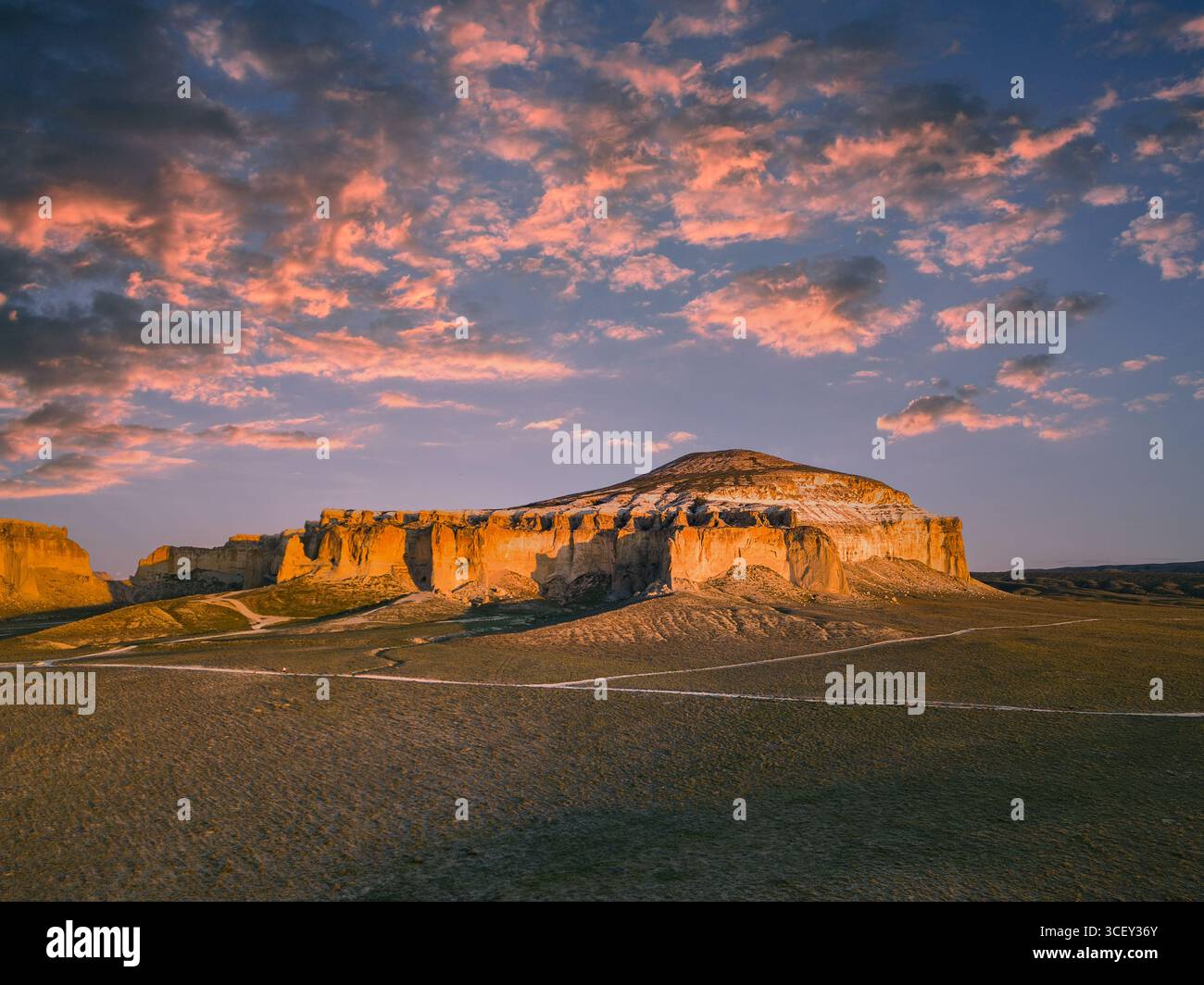 Mount Sherkala, also called Lion's paw, at splended sunset - Mangystau ...