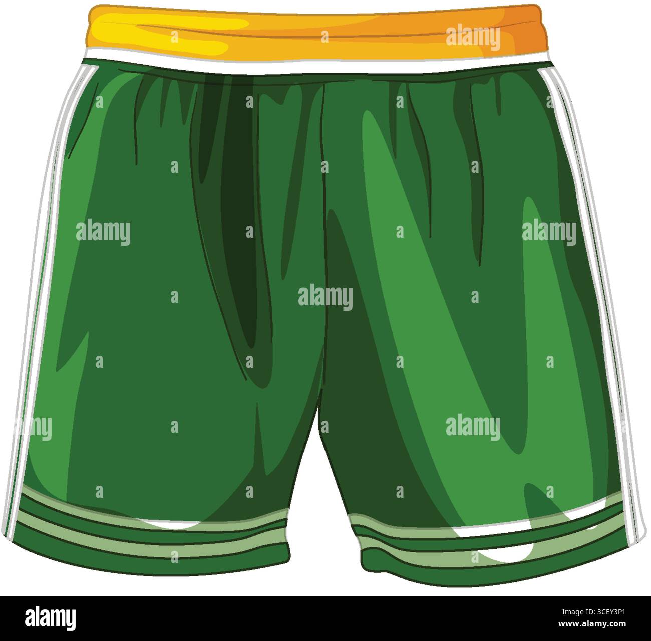 Vector illustration of green sports shorts with a yellow waistband ...