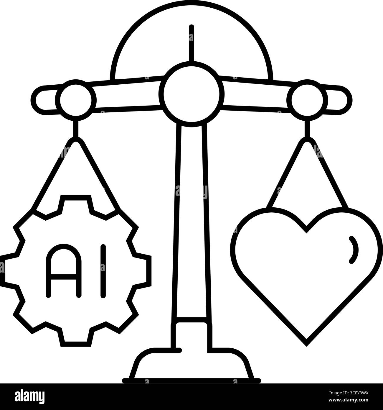 ethical ai balance scale deep learning line icon vector illustration ...