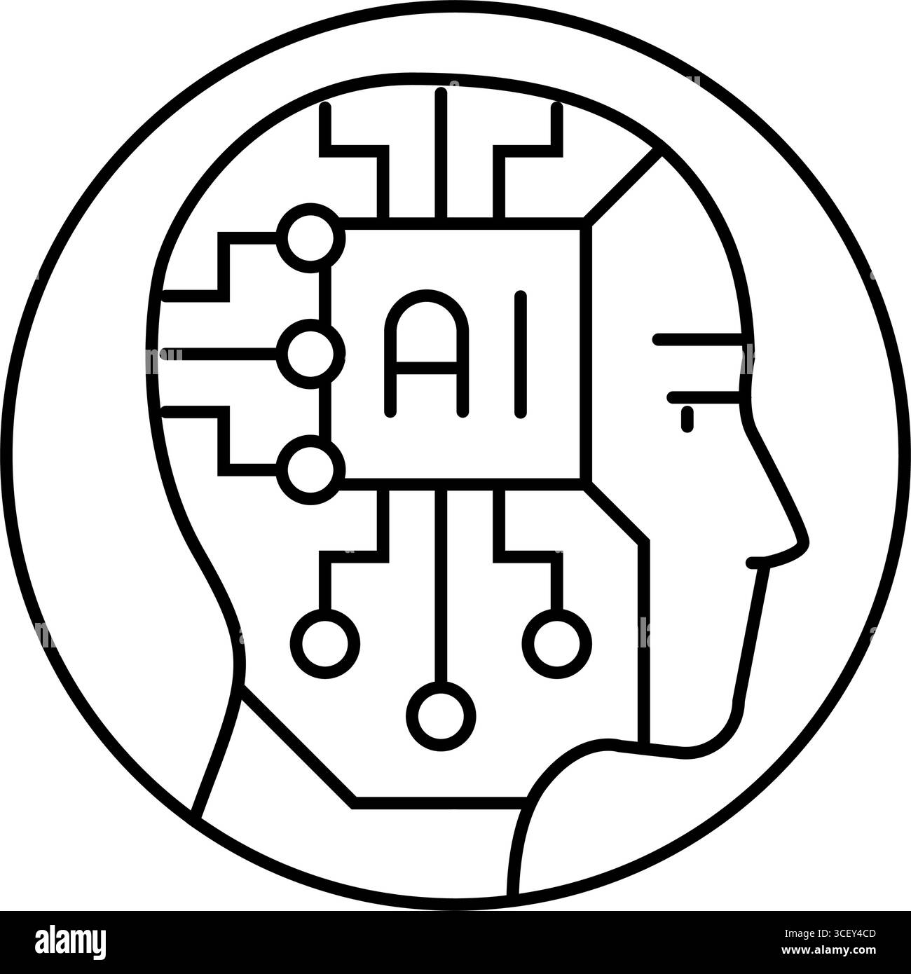 ai head profile deep learning line icon vector illustration Stock ...