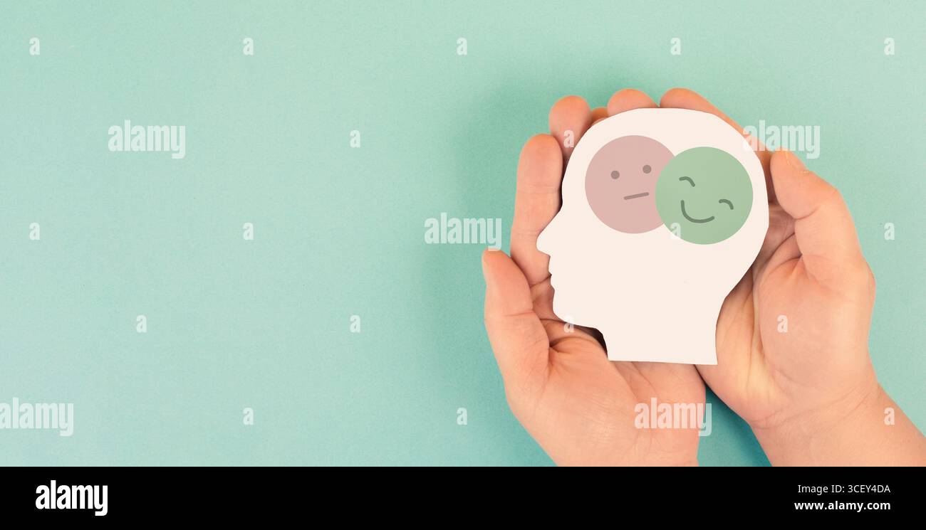 Sad to happy smiling face loading, mental health, attitude, positive ...