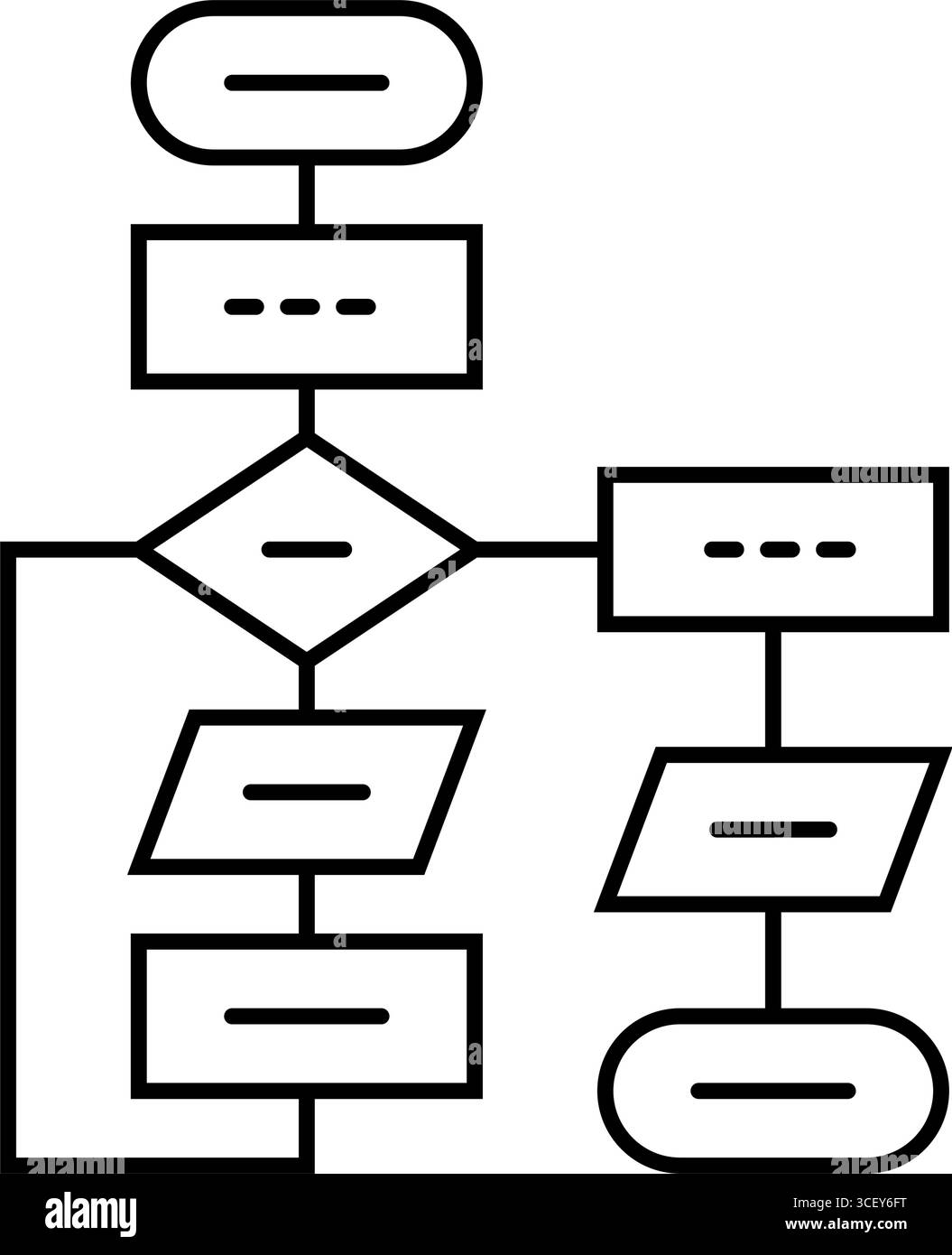 algorithm flowchart ai integration line icon vector illustration Stock ...