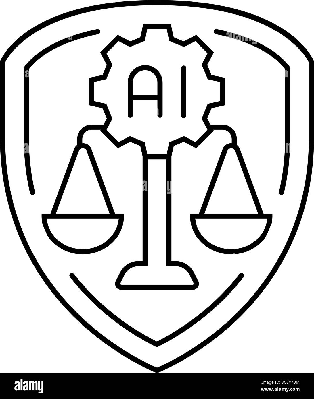 ai ethics shield ethical line icon vector illustration Stock Vector ...