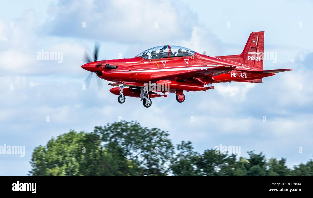 Pilatus PC-21, arriving at RAF Fairford for the Royal International Air ...