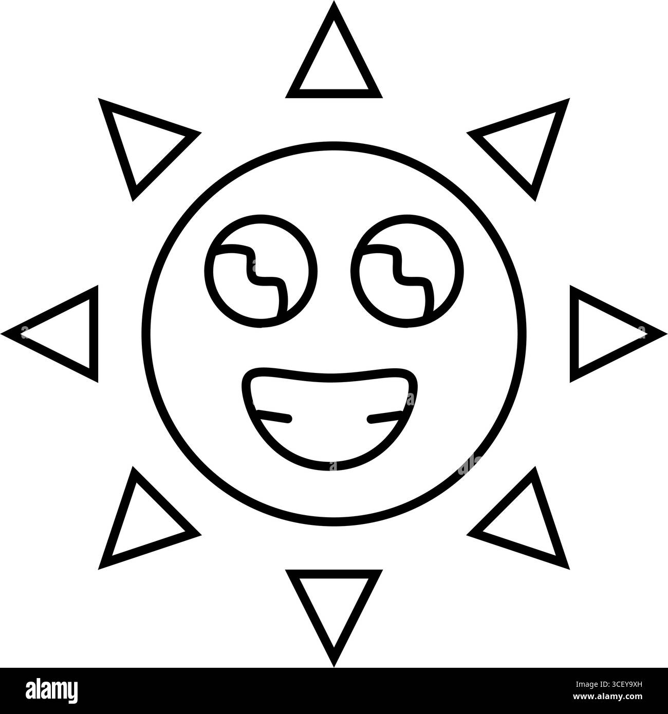 smiling cute sun character line icon vector illustration Stock Vector ...