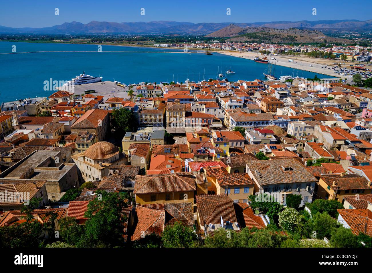 Greece, Peloponnese, Nafplio, capital of Argolis, the lower town Stock ...