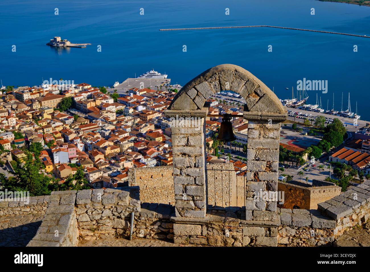 Greece, Peloponnese, Nafplio, capital of Argolis, the citadel of ...