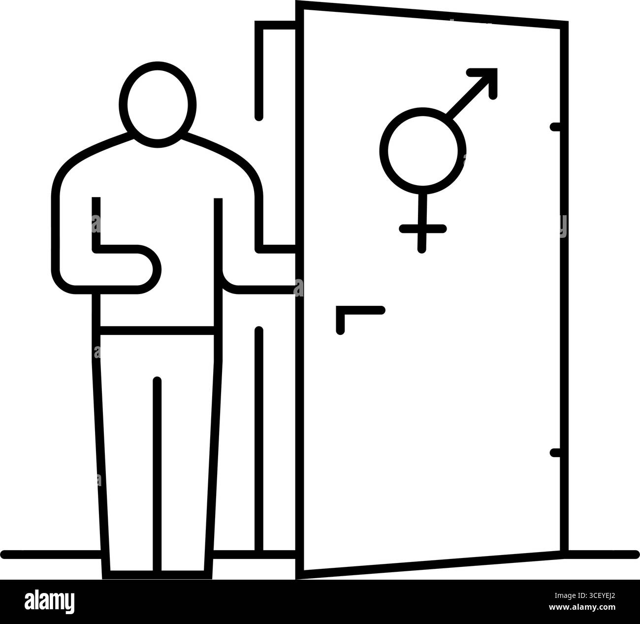 person choosing from inclusive restroom line icon vector illustration ...