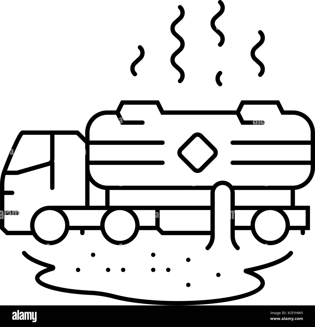 tanker truck leaking hazardous materials line icon vector illustration ...