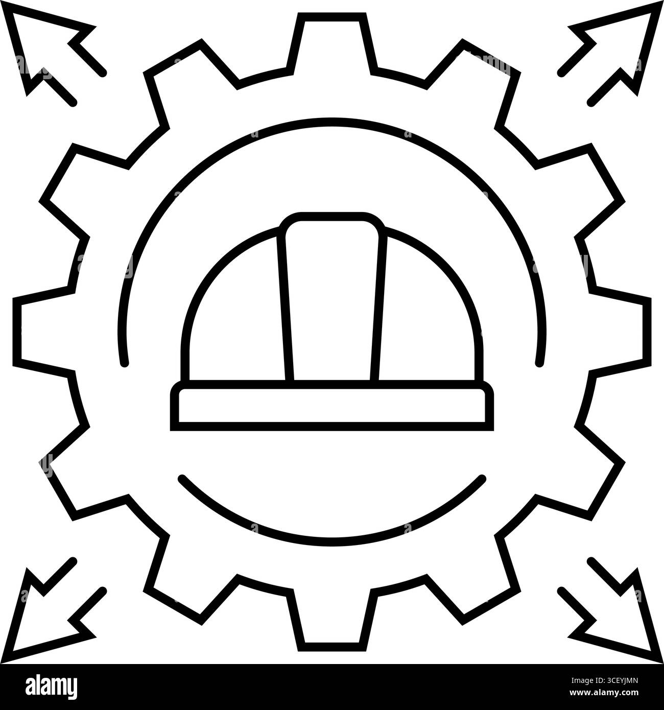 workforce increase industrial zone line icon vector illustration Stock ...