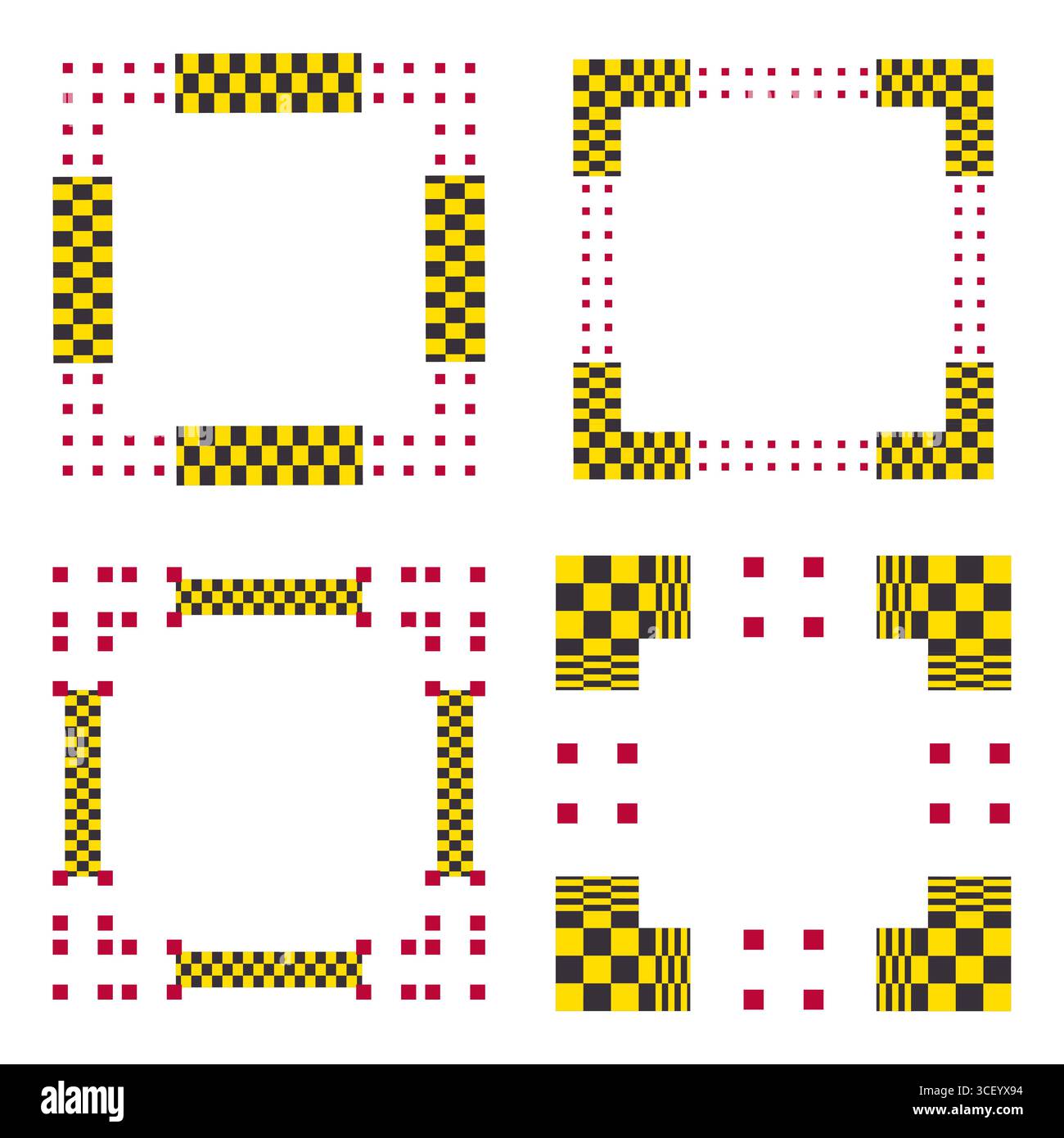 Yellow frame icon. Bright border symbol. Checkerboard pattern. Vector ...