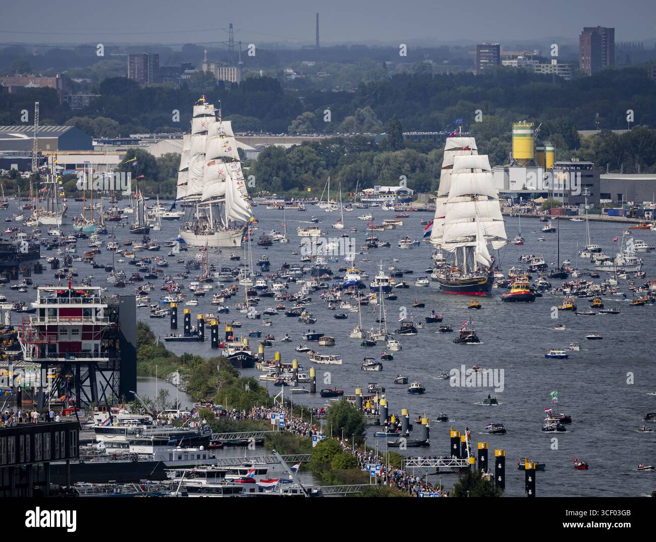 AMSTERDAM – Tall ships during the Sail-In Parade seen from the A'DAM ...