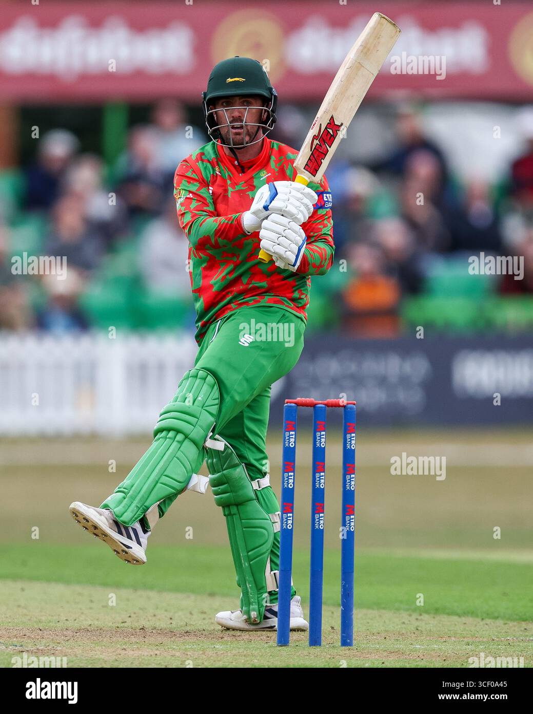 Leicestershire's Lewis Hill in action with the bat during the Metro ...