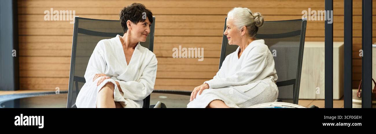 Mature women unwind in a wellness center, enjoying spa treatments and ...