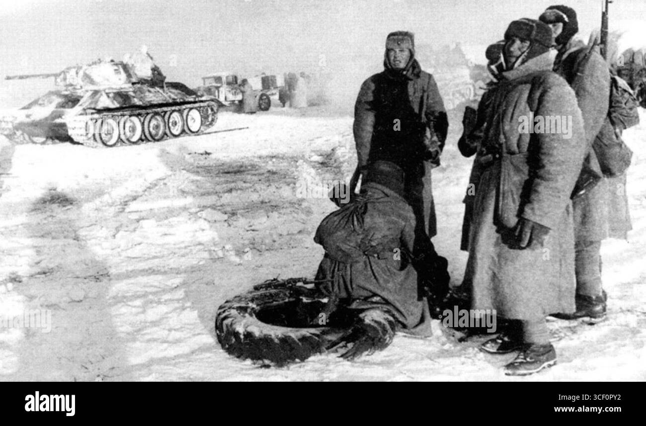 This photograph, taken in February 1943, shows soldiers and tanks from ...