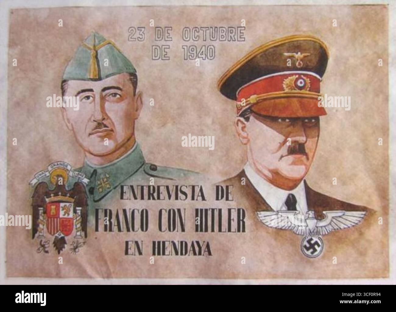 This commemorative illustration depicts the Hendaya meeting between ...