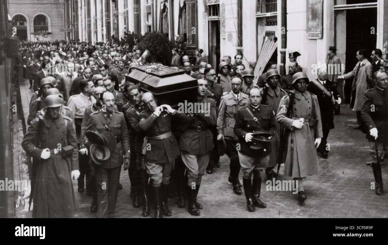This photo captures the funeral procession of José Sanjurjo in Madrid ...